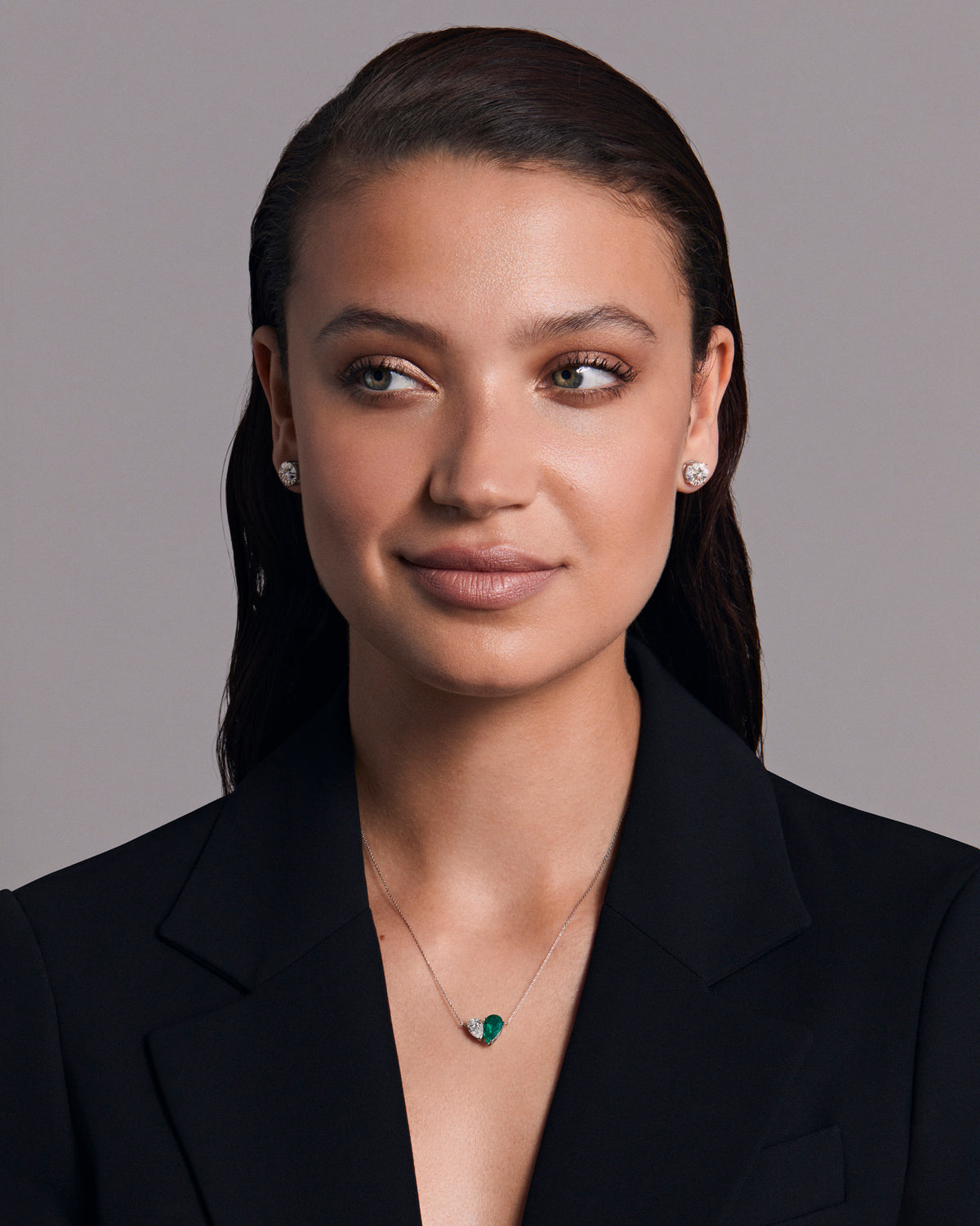 2.00cts Emerald and Diamond 'Toi Et Moi' Pendant – G Collins & Sons