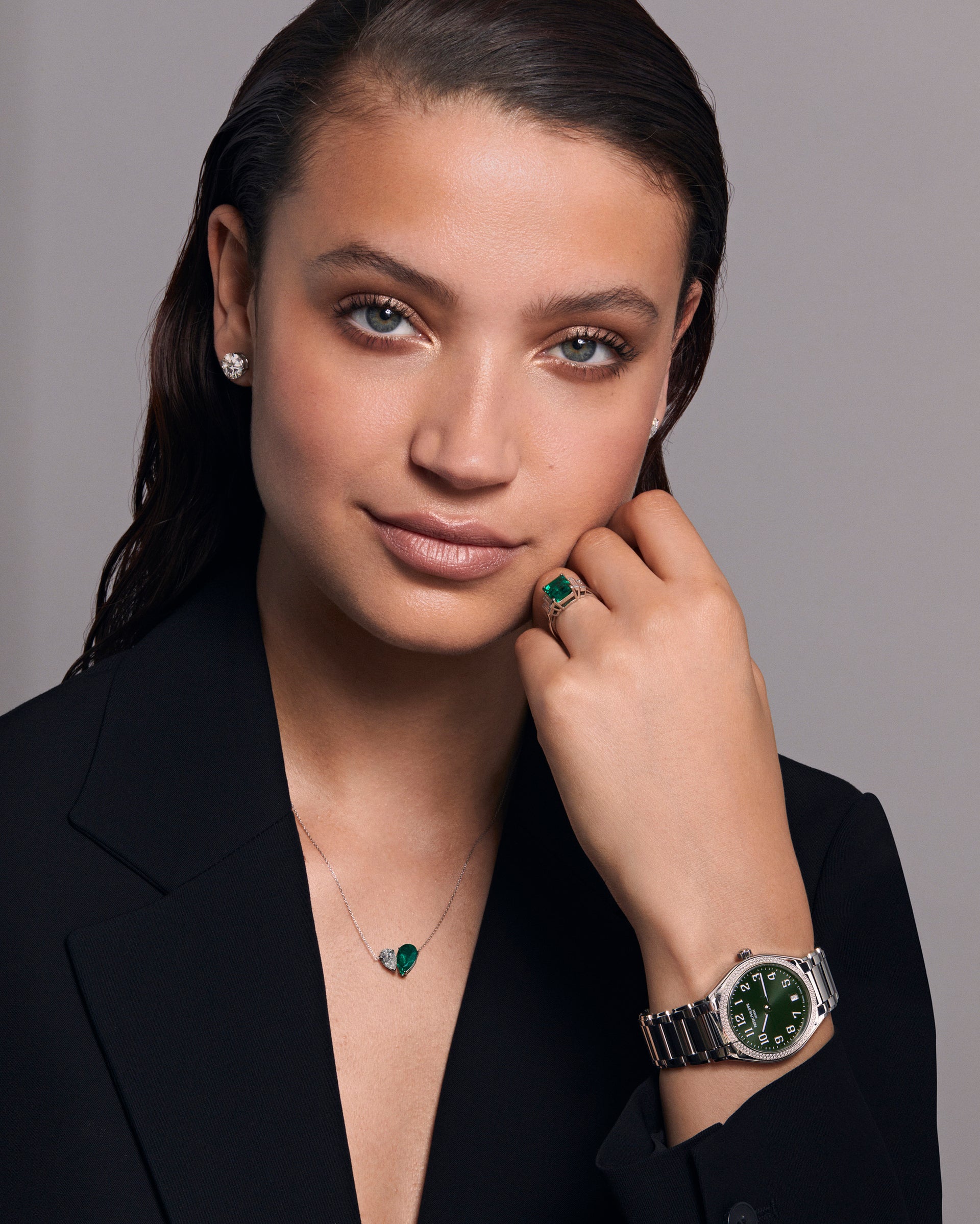 2.00cts Emerald and Diamond 'Toi Et Moi' Pendant – G Collins & Sons