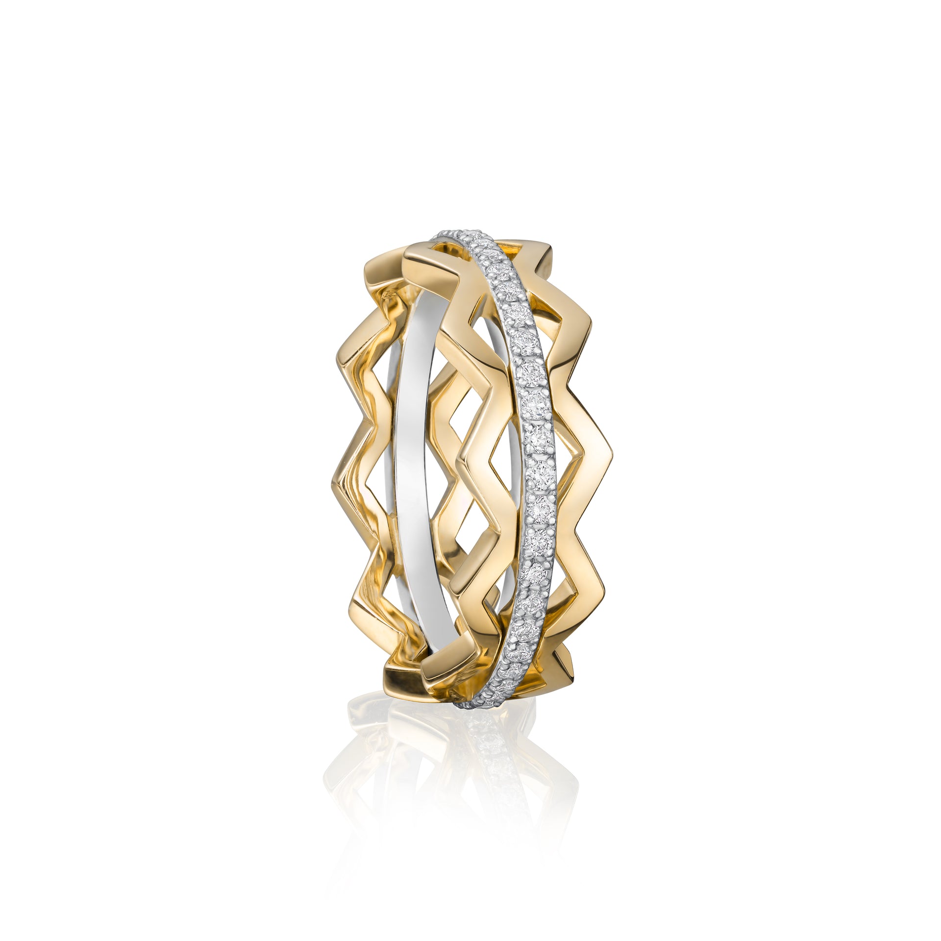 Nectar Collection 18ct Yellow Gold Diamond Set Stacking Ring – G ...