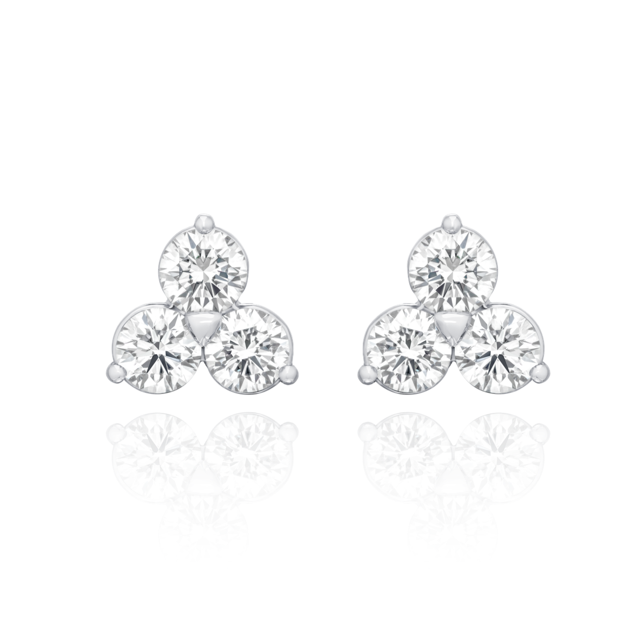 Trefoil Collection 6.06cts Round Brilliant Cut Diamond Stud Earrings ...